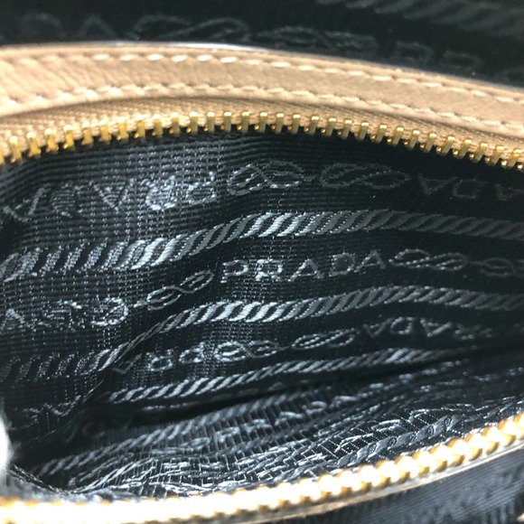 Prada | Bags | Prada Bh89 Logo Fastener Type Shoulder Bag Beige Goldhardware | Poshmark